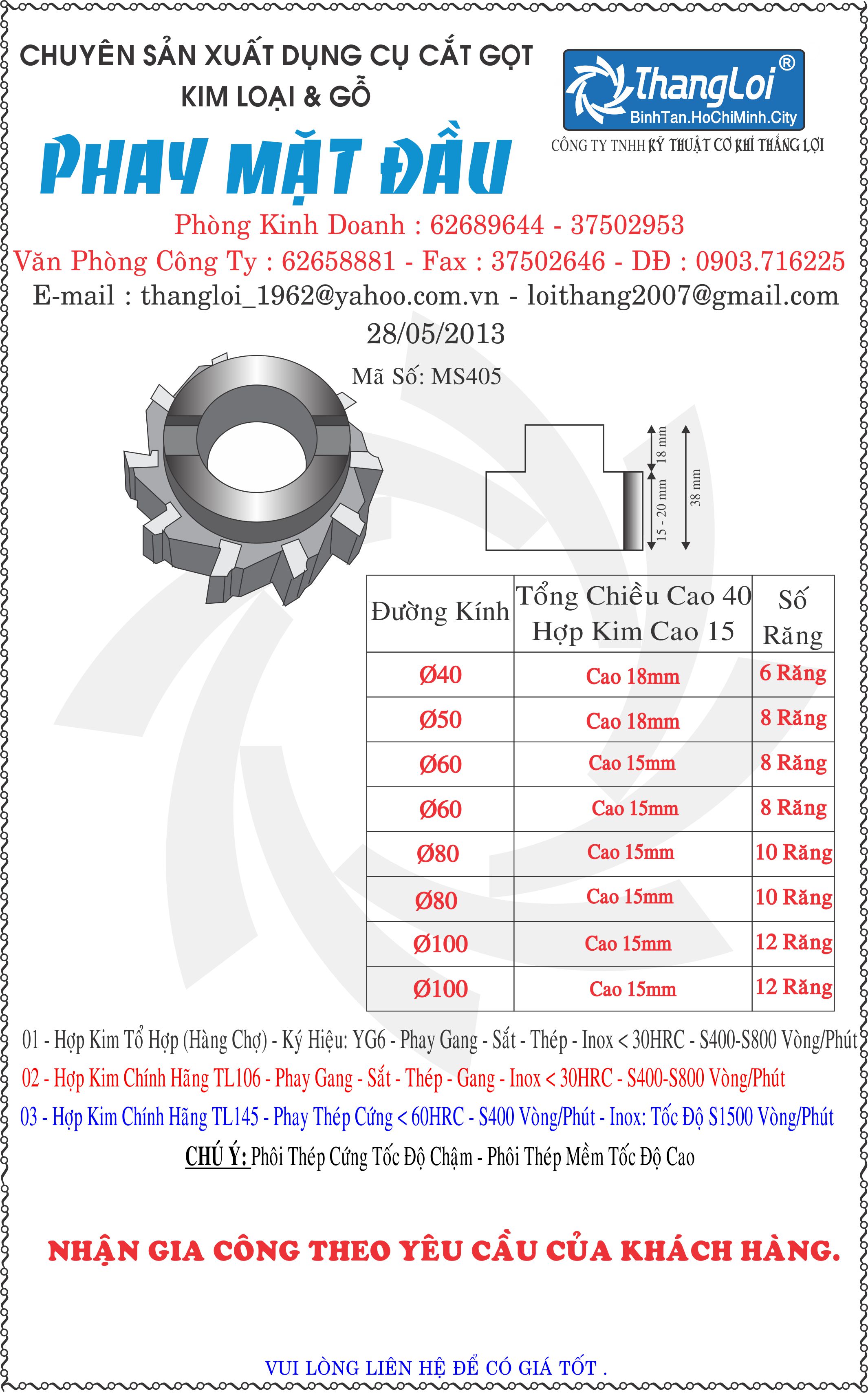 DAO PHAY MẶT ĐẦU